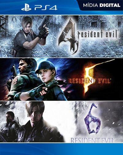 Resident Evil 4 5 E 6 Pacote Triplo Playstation 4 Mídia Digital